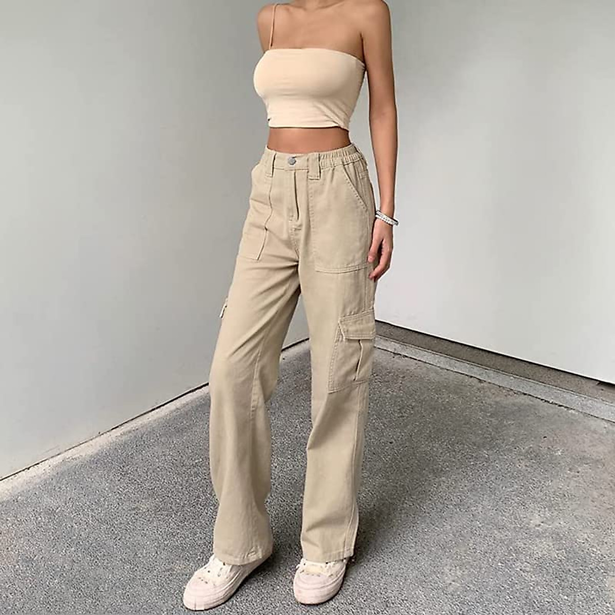 Cargo Pants Women High Waist, Baggy Cargo Jeans with Pocket Baggy Jogger Relaxed Y2K Pants Fashion Jeans X-Large