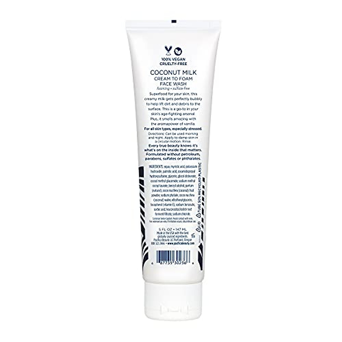 Pacifica Beauty, Coconut Cream To Foam Daily Face Wash & Cleanser, Coconut Water + Vitamin E, Cleansing And Foaming, For All Skin Types, Sulfate + Paraben Free, Clean Skin Care, 5 Fl Oz (Pack of 1)