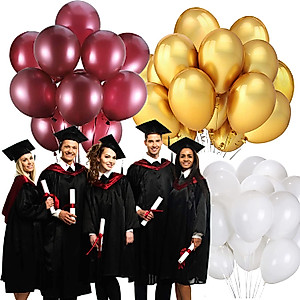 Graduation Decorations Maroon Gold 2024 Burgundy Gold Balloons/Burgundy Gold Birthday Decorations/30Pcs Burgundy White Gold Balloons 2024 Burgundy Graduation Party Decorations/Wedding