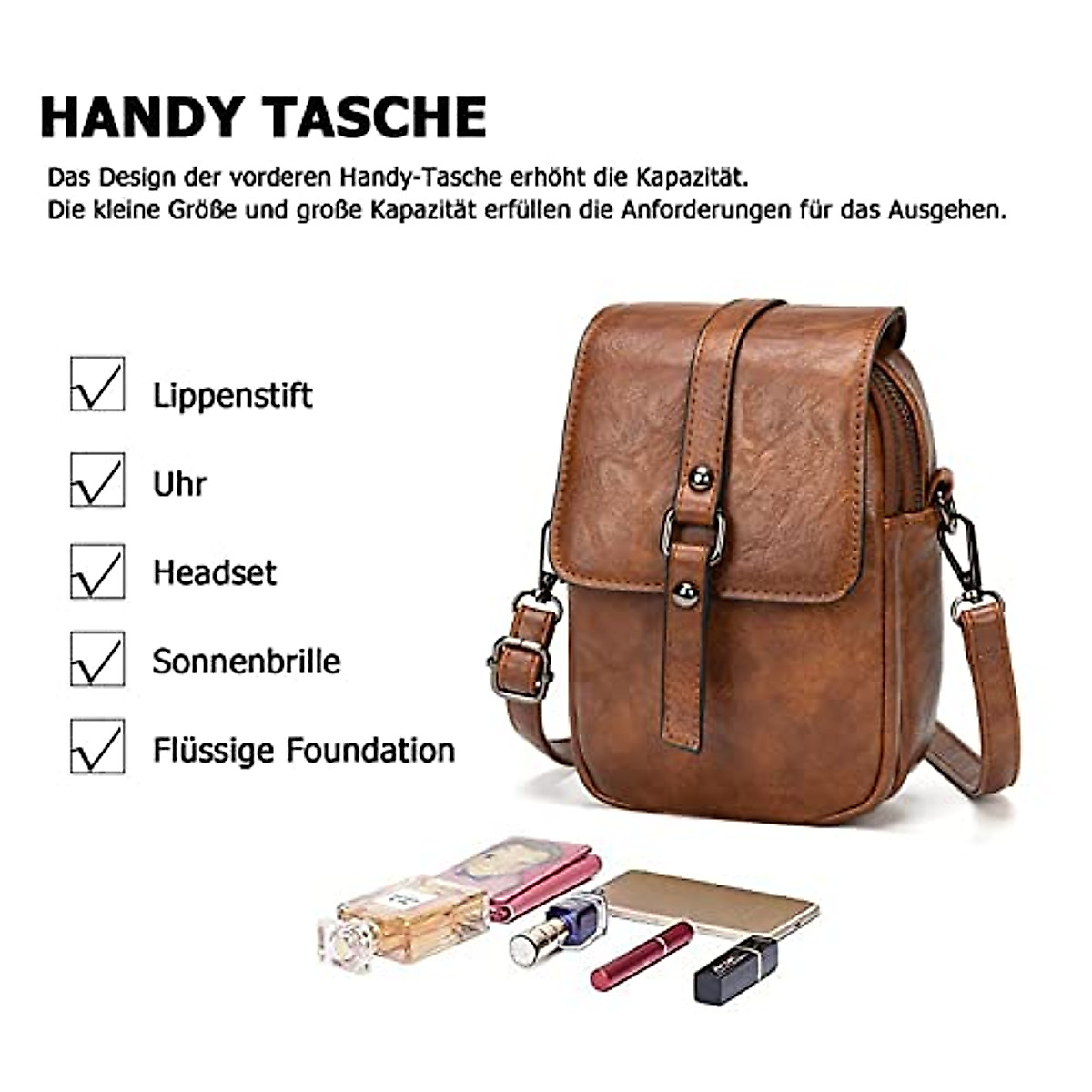 Women Vintage Crossbody Phone Bag, Small Messenger Shoulder Bag Cash Handbag Wallet Purse