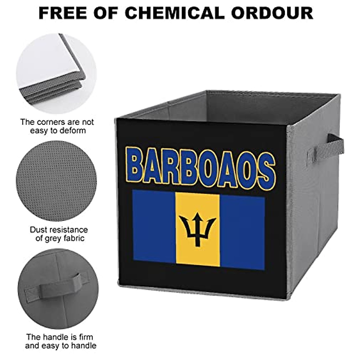 Flag of Barbados Large Cubes Storage Bins Collapsible Canvas Storage Box Closet Organizers for Shelves