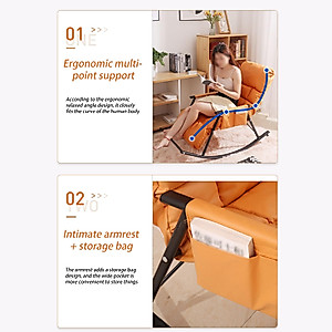 SFJATTA Fully Padded Patio Chair, Heavy Duty Adjustable Recliner, Rocker Chair Outdoor, Rocking Camping Chair, for Outside Reclining Chair with Cushion & 5 Positions Patio Chair (Color : Sea Blue)