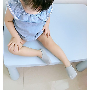 CHUNG Baby Grip Socks Boys Girls Toddler No Show Cotton Anti Slip Non Skid Invisable Summer Thin Low Cut,10 Pack, Solid Color,M