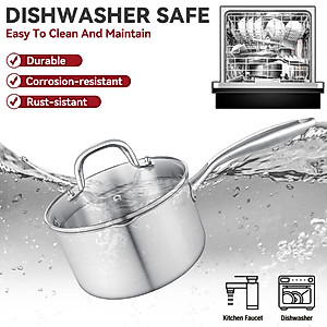 Buttermelt 1.5 Quart Stainless Steel Saucepan with Steamer Basket, Tri-ply Full Body, Multipurpose Sauce Pot with Two-Size Drainage Holes Lid, Perfect For Boiling Gravies, Pasta, Noodles