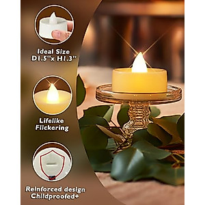 Homemory Value 24Pack Flameless LED Candles Tea Lights Battery Operated, 200+Hours Electric Fake Candles Tealights for Votive, Halloween, Pumkin, Ofrenda, Diya, Table Decor, Funeral, Christmas