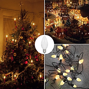 TAIYALOO LED C7 S6 1W Night Light Bulbs, 10 Watt Light Bulbs Equivalent, Warm White 3000K, E12 Candelabra Base, Small Light Bulb for Bedroom Porch, Hallways, Salt Lamp, Chandeliers (5 Pack)