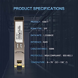 1000Base-T Copper SFP, SFP to RJ-45 100m Transceiver Module, for Cisco GLC-T Compatible（1000BASE-T）