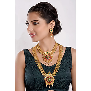 Efulgenz Indian Bridal Jewelry Sets for Women Gold Tone Traditional Indian Bollywood Bridal Wedding Set Of Choker Collar Princess Necklaces Dangle Earrings Jewellery