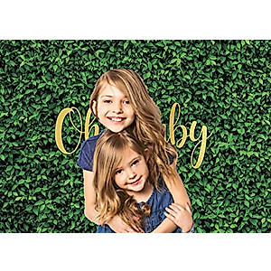 Cenven Oh Baby Green Leaves Wall Backdrop Green Grass Baby Shower Photography Background Baby Newborn Announce Pregnancy Birthday Party Decorations Supplies Photo Studio Props 7x5FT