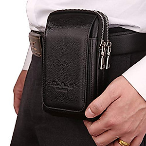 Leather Waist Pack Phone Belt Bag for Men Loop Holster Wallet Cellphone Case Pouch Pack Clip Money Purse for Phone Note Edge Plus