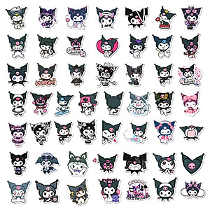 Kuromi Stickers Pack 50Pcs, Cannity Cute Kawaii Stickers for Water Bottles Laptop Scrapbook Journaling Waterproof Vinyl Decals Japanese Anime Stickers for Kids Teens Adults