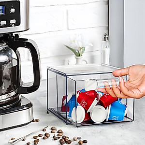 2 Layers Coffee Pod Organizer Drawer for Coffee Packet Accessories, K Cup Holder and Coffee Creamer Storage