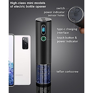 Electric Wine Opener, Higfra Wine Gift Set with Wine Aerator Pourer Vacuum Stoppers and Foil Cutter 4-in-1 Electric Bottle Opener for Home Party Bar Outdoor Wine Lover Christmas Gift-Base Not Included