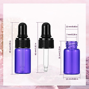 Kesell Multicolor Mini Glass Dropper Bottles, 3ml Essential Oil Glass Bottle Empty Lotion Perfume Sample Vials with Glass Eye Dropper, Pack of 20