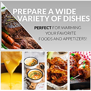 HomeCraft HCTSC15SS Stainless Steel 3-Station 1.5-Quart Oval Slow Cooker Buffet, with Lid & Spoon Rest, Adjustable Heat Control, Perfect for Parties, Holidays, Families