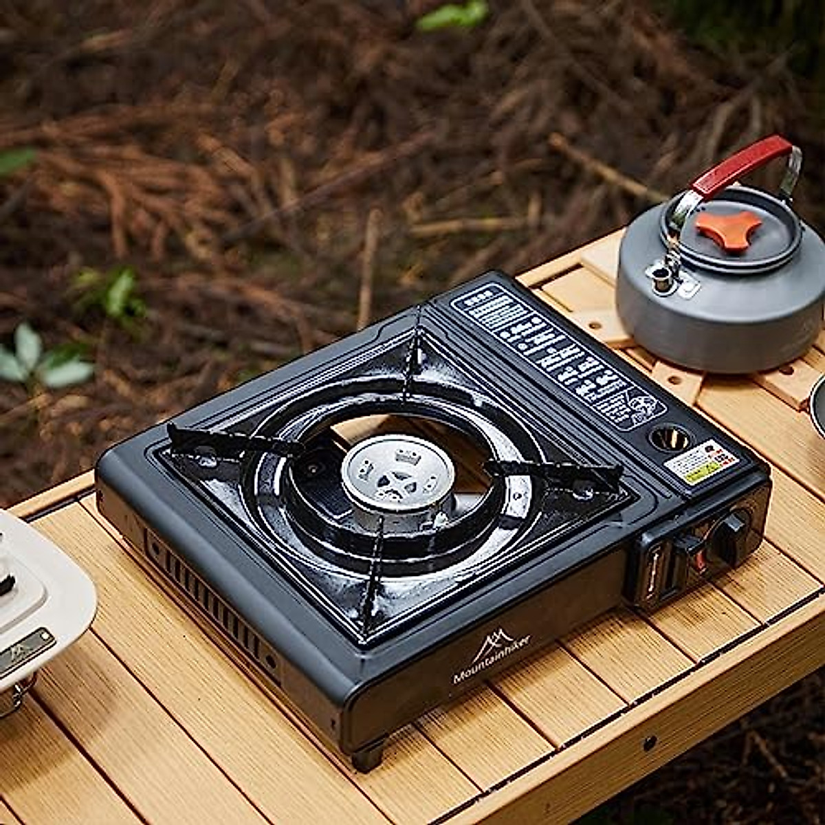 Camping Stove Gass, Outdoor Stove Single Burner, Gass Cooker Single Burner Stove, Camping Stove with Automatic Ignition, Portable Camp Grill for Outdoor Cooking Grill, Bbq, Hiking, Camping Gear