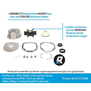 Quicksilver 817275A09 Water Pump Repair Kit for Mercury Verado 4-Cylinder 135-300 Hp Outboards