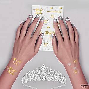 KatchOn, Bride to Be Sash and Headband set - Pack of 5 | Bachelorette Veil for Bride | Bachelorette Party Decorations | Gold Bachelorette Sash, Bridal Shower Decorations | Bachelorette Party Favors