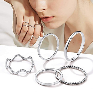 PROSTEEL Stackable Stacking Rings For Women Stainless Steel Band Knuckle Midi Finger Ring Set Cute Dainty Rings