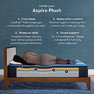 Serta iComfort - Aspire 14" Plush Twin XL Memory Foam Mattress - Pressure-Relieving, Cooling, and Supportive for a Restorative Sleep - 100 Night Trial, CertiPUR-US Certified