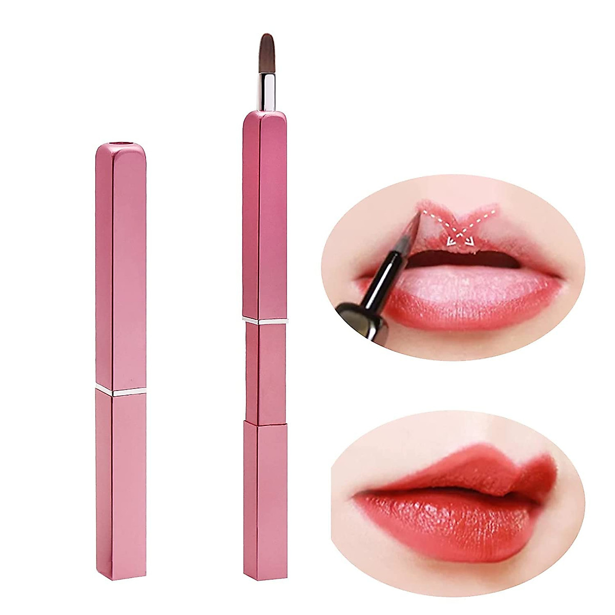 Exquisite Professional Lip Brush Applicators-Retractable Lipstick Brushes- Lipstick Gloss Makeup Brush Tool For Women and Girls (Pink)
