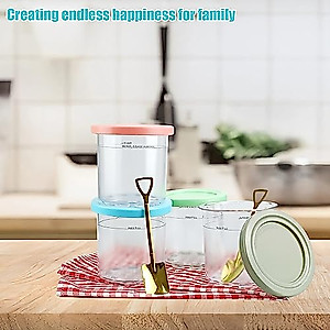 Ninja Creami Containers,4PCS Creami Pint Containers,Ice Cream Pints Containers with Lids for NC301 NC300 NC299AMZ Series Ice Cream Maker(Free Spoons)