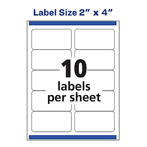 Avery Repositionable Printable Shipping Labels with Sure Feed, 2" x 4", White, 250 Blank Mailing Labels (58163)
