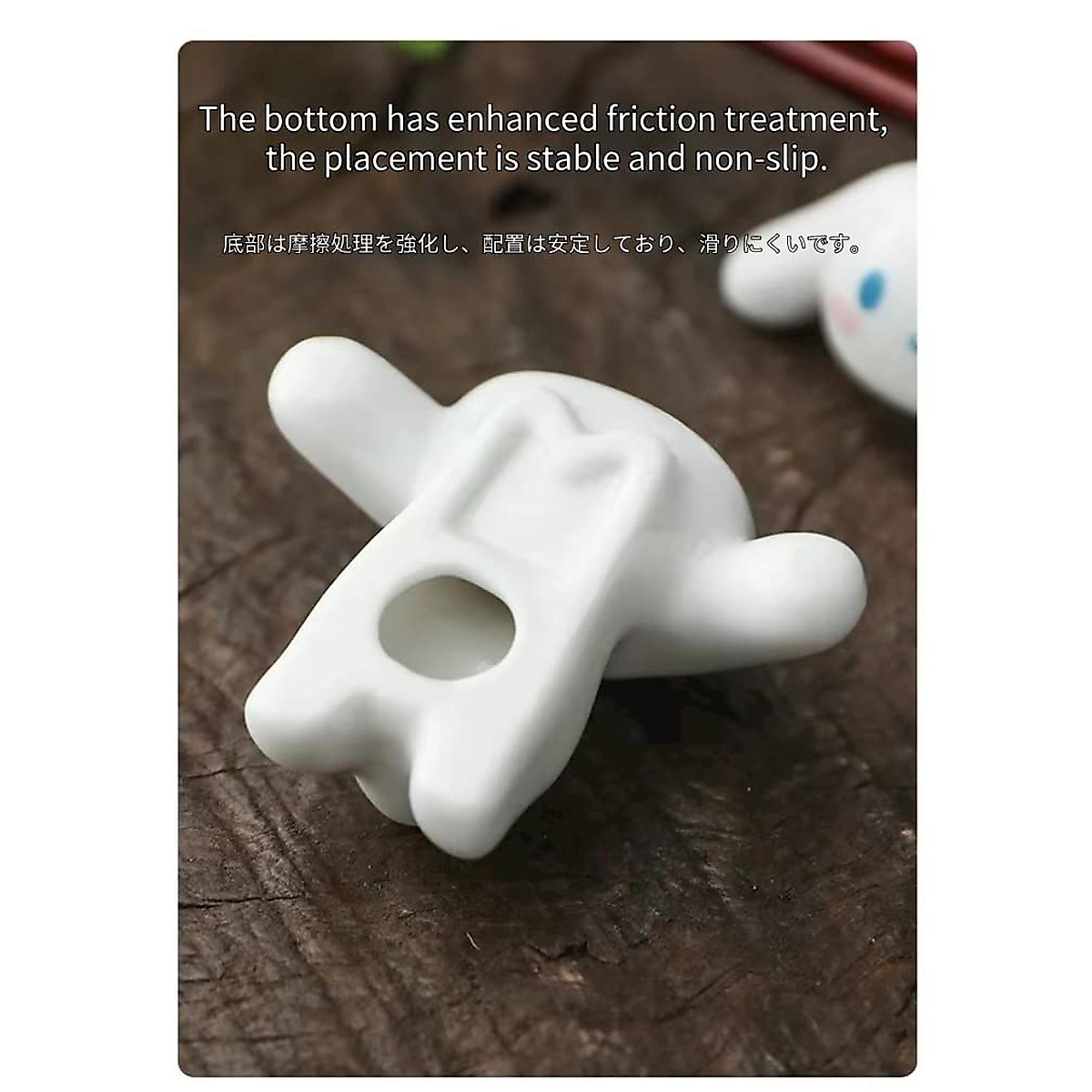 STJDM APULM Long-eared rabbit expression ceramic chopstick rest super cute pictogram 4 chopstick rest suitable for home, study, dining table, bistro.