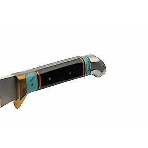 SZCO Supplies 203454-HN Horn/Resin Handled Night Life Outdoor Hunting Knife with Sheath, Black, 8" Length