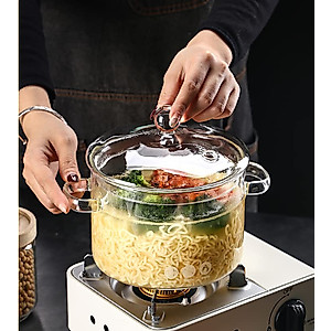 1.5L/50oz glass pot, clear pots for cooking, glass saucepan with cover, clear cooking pots, Heat-resistant Glass Cooking Pot Covered Saucepan with Lid Pasta Pot Cookware Stockpots