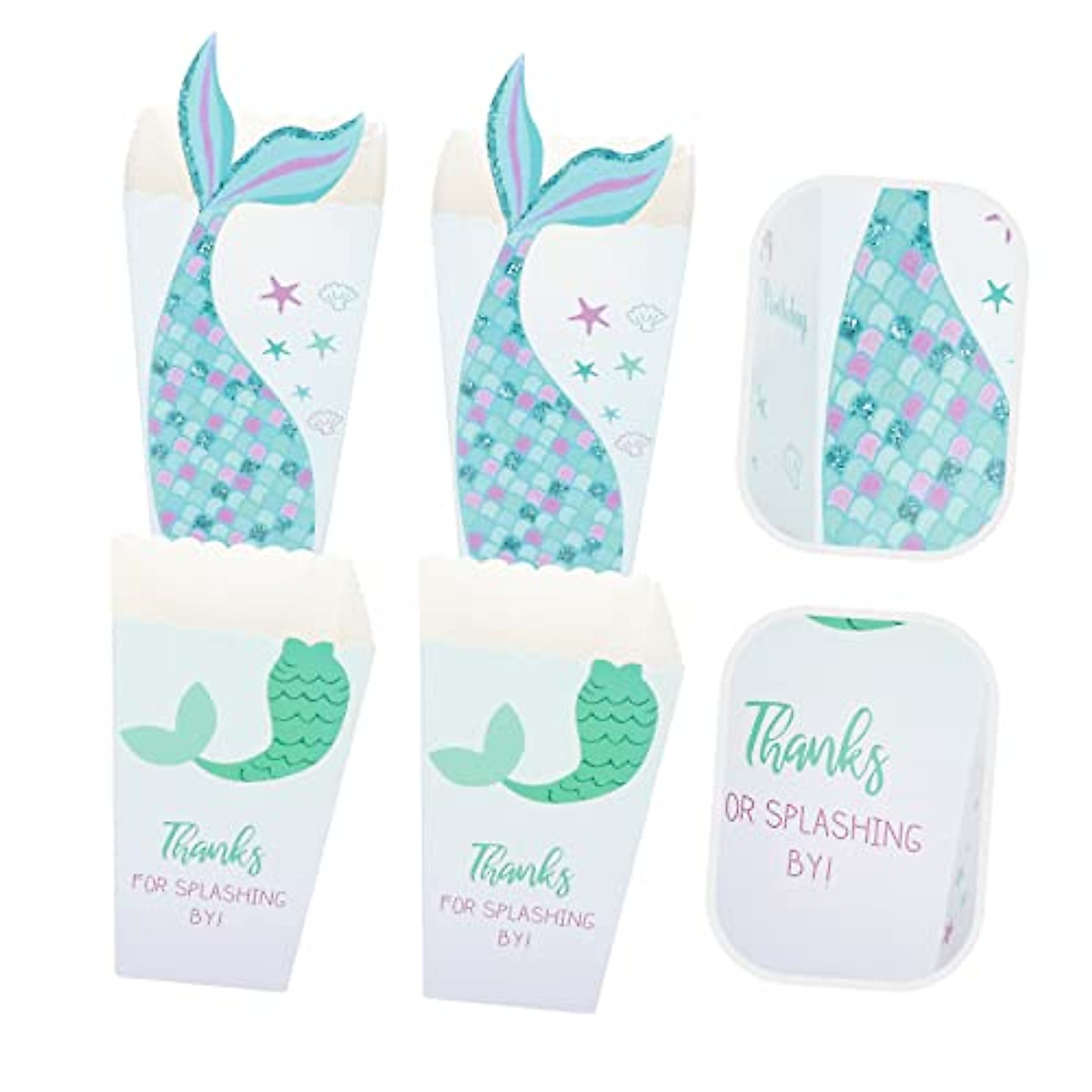 24pcs Popcorn Box Popcorn Box Snack Gift Box Mini Gift Bags for Favors Mini Gift Boxes Food Container Mermaid Popcorn Bucket Candy Table Containers Disposable Popcorn Paper Cup