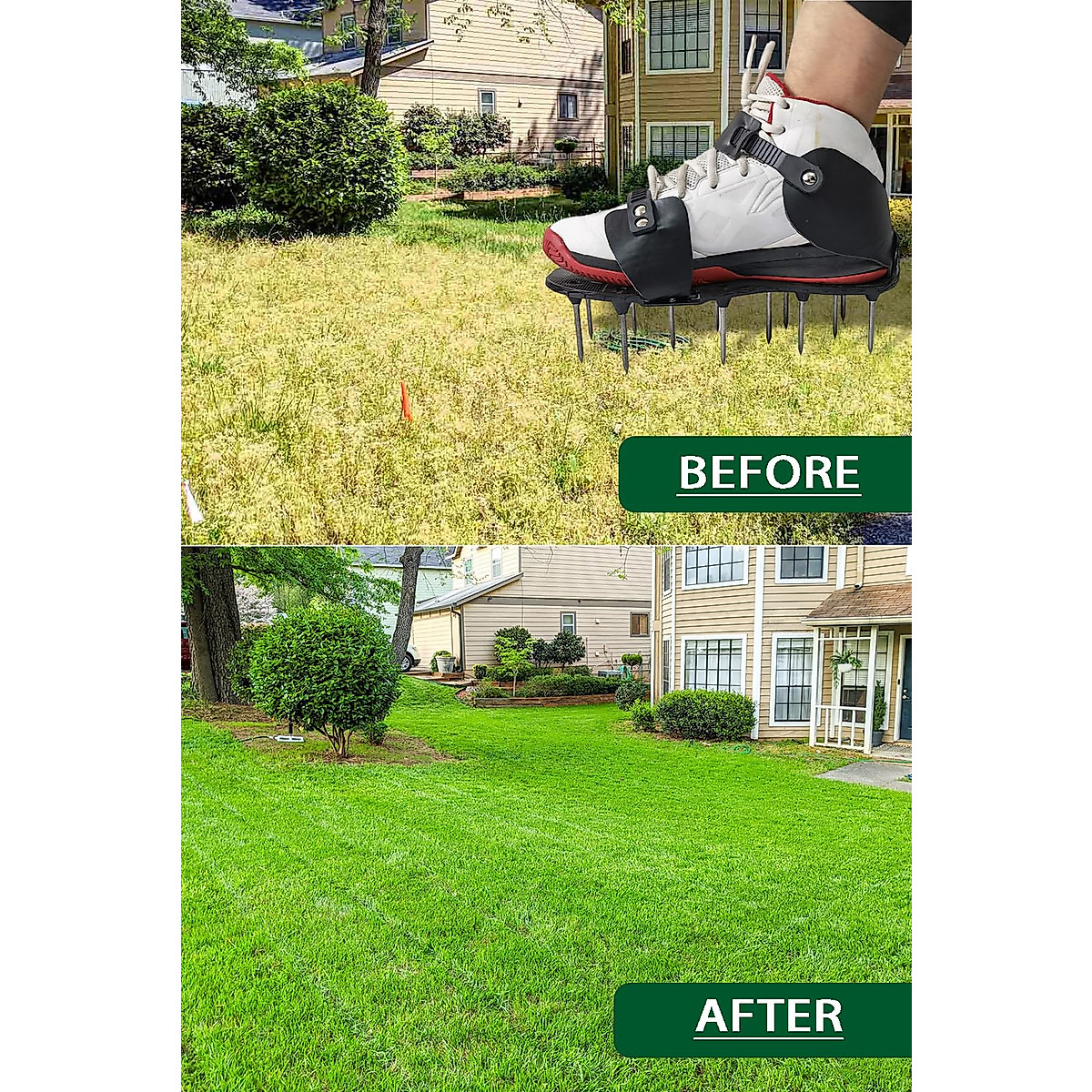 Magemata Lawn Aerator Shoes with Adjustable Fixed Buckle, Metal Spike Shoes for Healthier Soil, Revives Lawn Health, Manual Lawn Aerators for Garden and Yard, Lawn Care Garden Tools