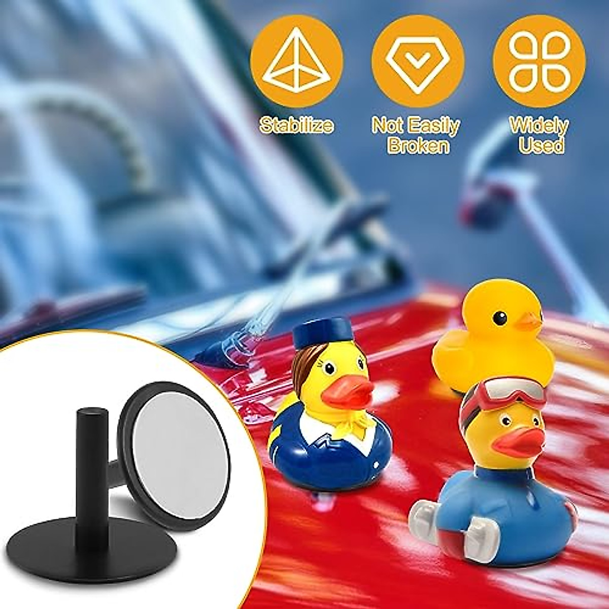 20 Pcs Duck Plug, Self-Adhesive Rubber Duck Mount, Black Rubber Duck Holder with Double-Sided Round Stickers, Rubber Duck Holder for Dashboard Display Duck Lovers (Excluding Rubber Duck)