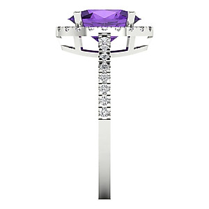 Clara Pucci 3.42ct Oval Cut Solitaire accent Halo Natural Amethyst Proposal Designer Wedding Anniversary Bridal ring 14k White Gold