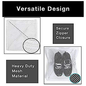 Smart Design Sneaker Dryer & Wash Bag w/ Elastic Straps - Durable Fabric - for Shoes, Clothing, & Laundry - Home Organization (15.5 x 15.5 Inch) [White]