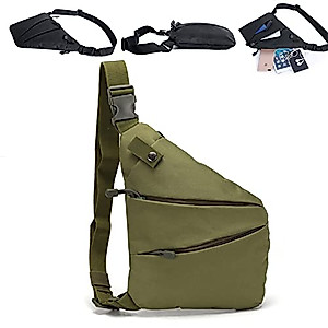 KRAOIKK Personal Flex Bag, Sling Bag Anti-theft Crossbody Shoulder Bag for Men and Women Side Crossbody Backpack Outdoor (Green, Left)