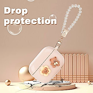 Mainrenka Cute Kawaii AirPod 3rd Generation Case for Women Girl, Aesthetic AirPods 3 (2021) Case with Pearl Keychain