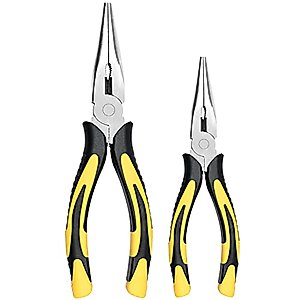 ZUZUAN Premium VISE-GRIP Long Needle Nose Pliers- 8” & 6’’, Paper Clamp Precision, High Carbon Steel, Soft Grip with Wire Cutter, Long Nose Cutting Pliers for Home, Fishing, Jewelry, Crafts,2pcs