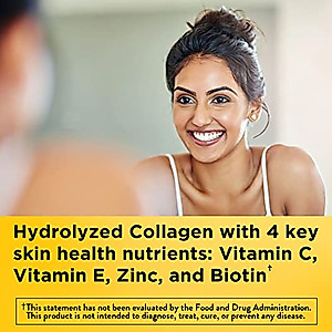 Nature Made Collagen Gummies with Vitamin C, Zinc and Biotin, Hydrolyzed Collagen Peptides Supplement for Healthy Skin Support, 60 Gummies, 60 Day Supply