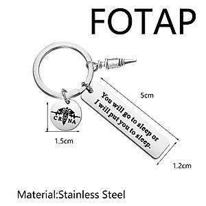 FOTAP CRNA Gift Nurse Anesthetist Gift You Will Go To Sleep Or I Will Put You To Sleep Keychain Anesthesiologist Gift Nurse Graduation Gift (CRNA Sleep Keychain)