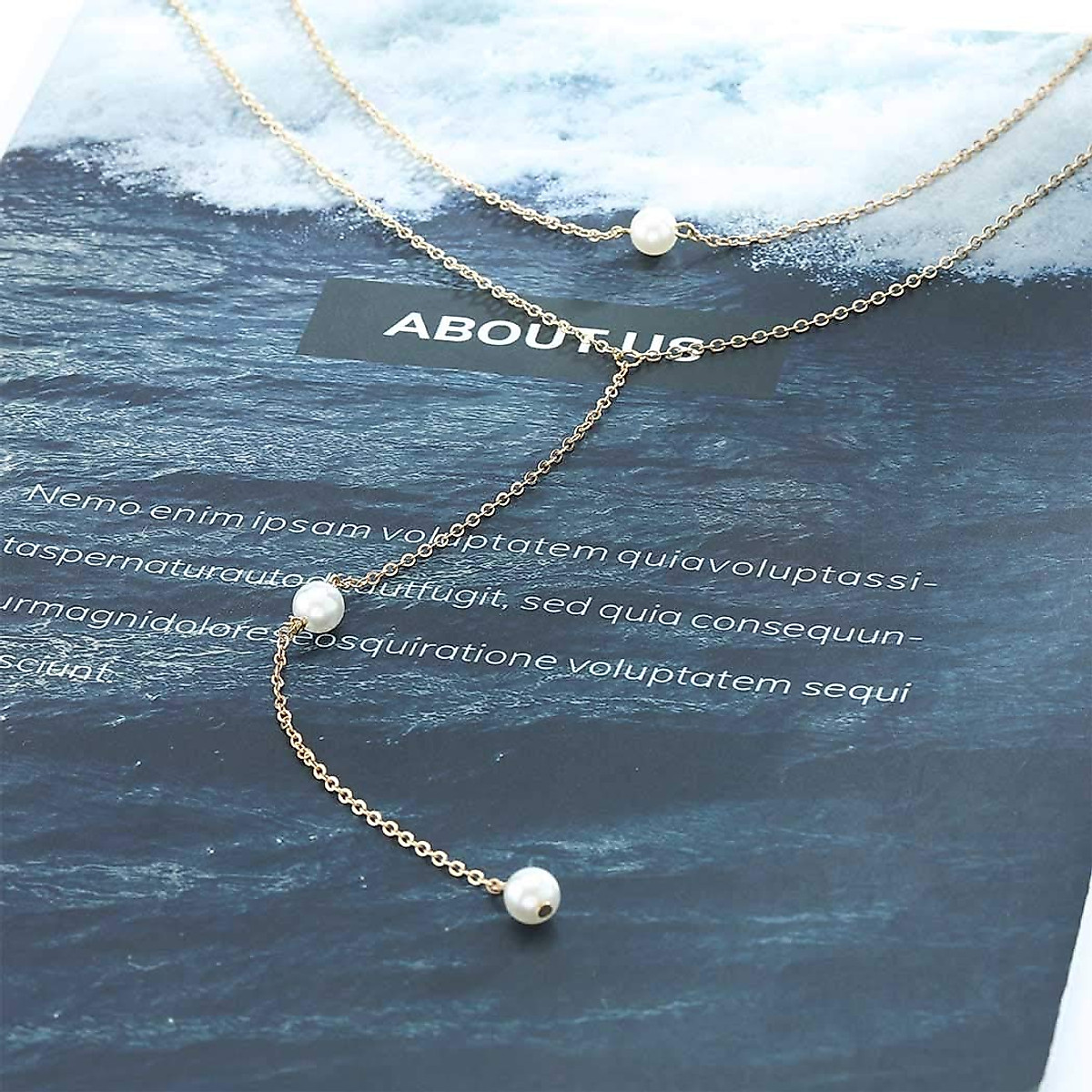 Yfe Back Necklace Pearl Backdrop Necklace Gold Body Chain Jewelry for Women Bridal Jewelry