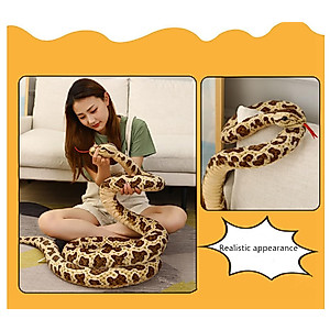 XIAOHONG Giant Boa Constrictor Large Stuffed Animal Snake Giant Snake Plush Realistic Stuffed Snake Toy 80 Inch Lifelike Snake Gifts for Kids Birthday Party Prank Props (Brown)