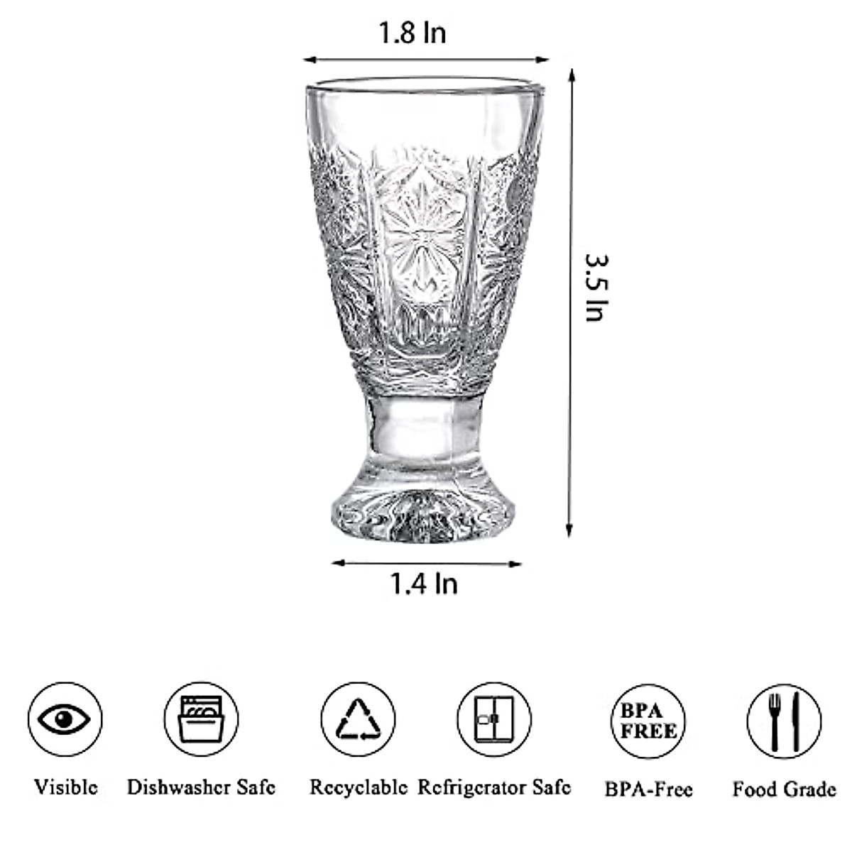 Nicunom 12 Pack Shot Glasses, 1.6 Oz Carved Shot Glass with Heavy Base, Round Shot Glasses Bulk, Lead-free Clear Shot Glass for Vodka, Whiskey, Tequila, Liquor, Espresso