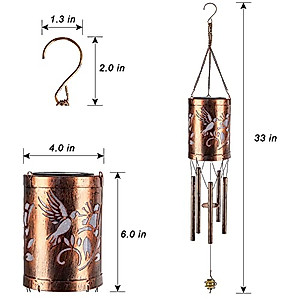 RIMICAB Hummingbird Wind Chime, Solar Wind Chimes, Outdoor LED Garden Lantern Memorial Wind Chime Hanging Home Decor for Garden Patio Yard, Gift for Women Mom Grandma, Christmas Thanksgiving