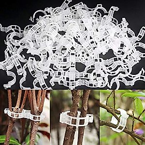 KAMILLEE Plant Support Clips, 100pcs Plastic Garden Plant Support Clips Tomato Clips,Trellis Clips for Flower Tomato Vine Vegetables (White)