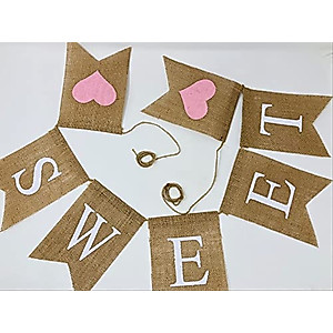 Shimmer Anna Shine Sweet Baby Girl Burlap Banner for Baby Shower Decorations and Gender Reveal Party (Light Pink Hearts)
