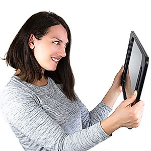 Large Hand Mirror with Double Handle - Rectangular Hand Held Mirror with Handle - Hair Salon Equipment Hairstylist and Barber Accessories (Black)