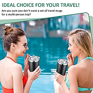 SEEWEY 24 Pack Insulated Travel Tumblers 20oz Tumbler Double Wall Vacuum Travel Mug with Lid and Straw Stainless Steel Double Wall Coffee Cups Powder Coated Coffee Mug for Cold and Hot Drinks (Black)