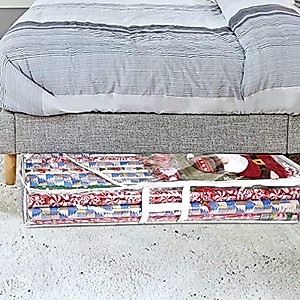 ProPik Wrapping Paper Storage Containers | Gift Wrap Organizer Under Bed | 41”x14”x6” Fits 18-24 Rolls Fit Up to 40” Long Roll | Wrap Storage Box Holder for Ribbon, Bows and Accessories 2 Pack (White)