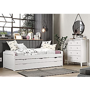 ADEPTUS Solid Wood Twin Day Bed with Trundle and Drawers